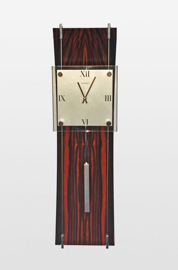 K Clock Contemporary Wall Clock in Dark Wood - Billib.co.uk